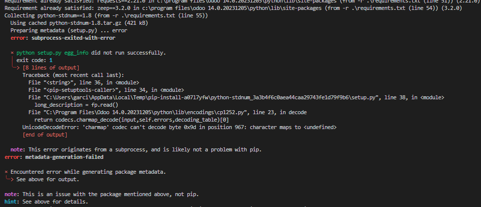 UnicodeDecodeError: 'charmap' codec can't decode byte 0x9d in position 967: character maps to ...